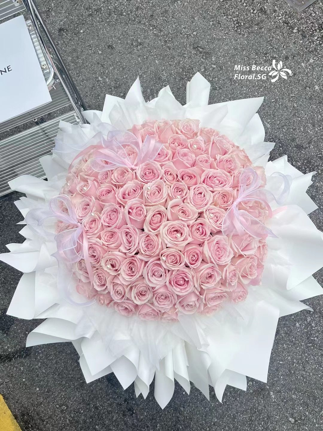 99 Stalks Pink Roses Fresh Flower Bouquet – missbeccafloralsg